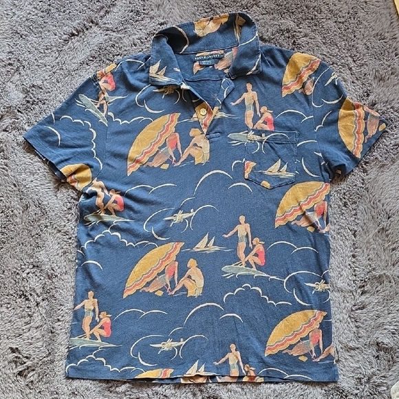 Ralph Lauren | Shirts | 22 Ralph Lauren Nautical Beach Goers Polo Blue ...